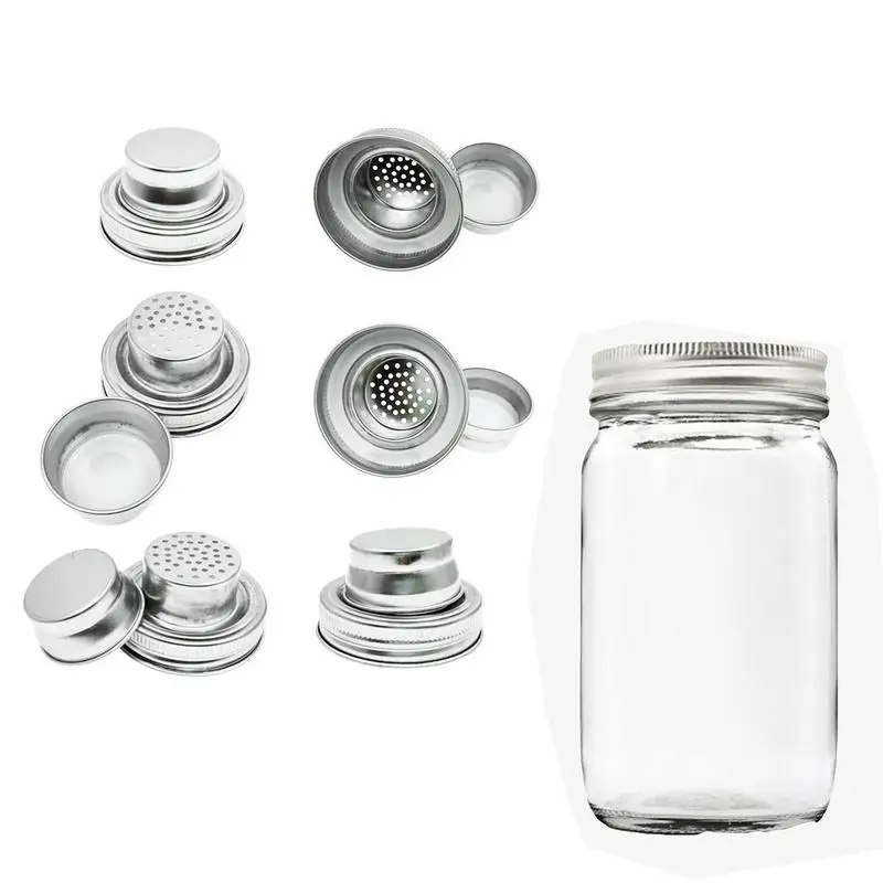Mason-Jar-Cocktail-Shaker-Lid-4pcs-Mason-Jar-Mesh-Sprouting-Strainer ...