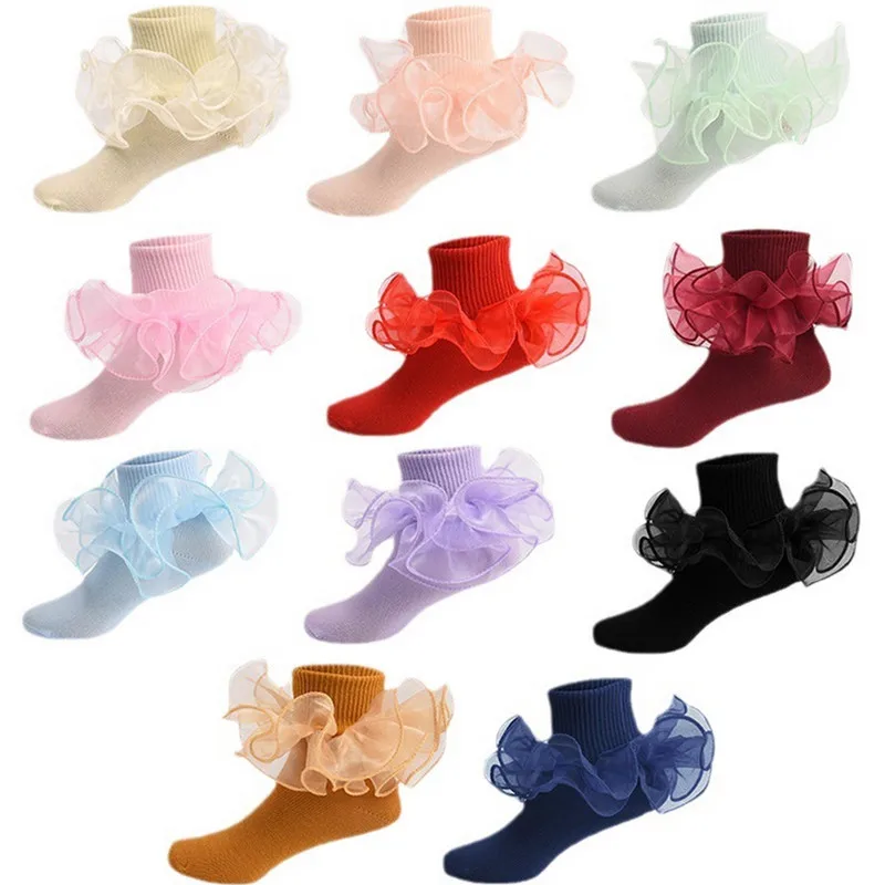 Toddler-Baby-Girls-Ruffle-Socks-Soft-Double-Lace-Frilly-Princess-Ankle ...