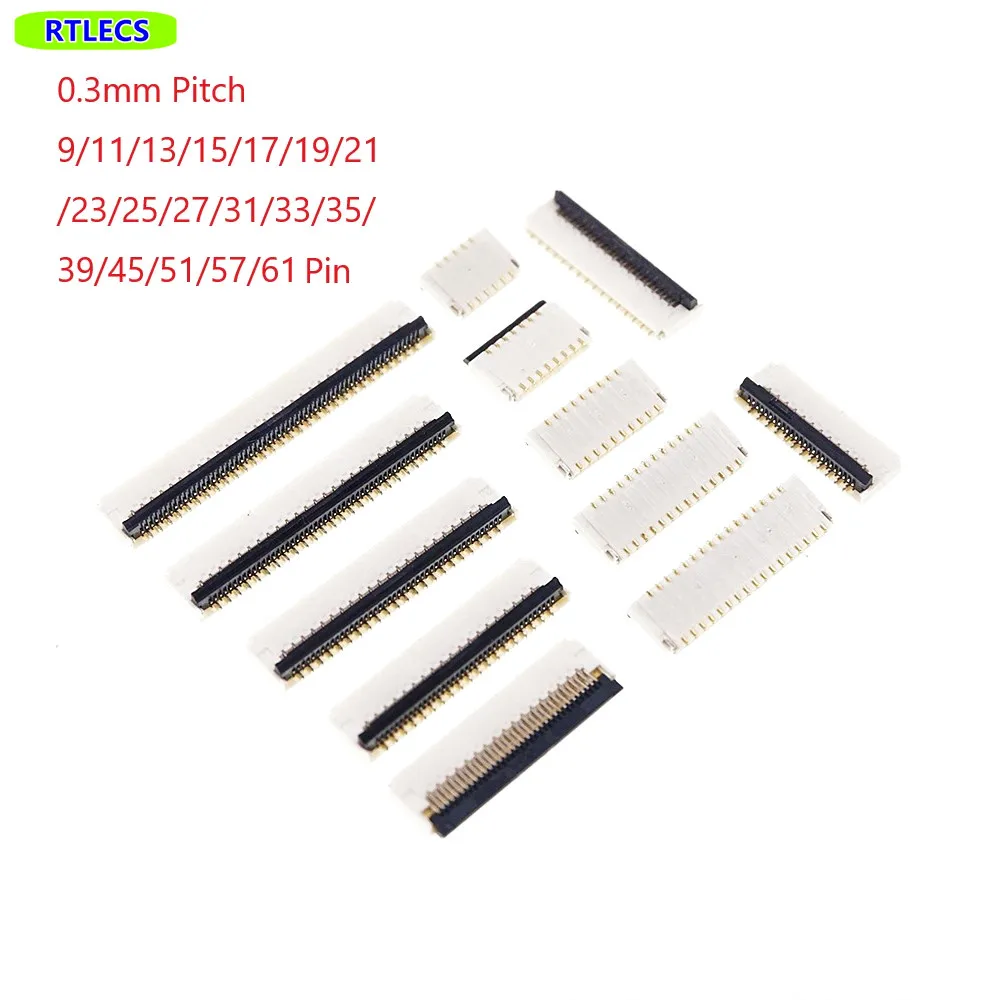 10 Pcs FPC Connector 9 To 51 Pin 0.3 mm pitch 0.9 mm Height Back Flip ...