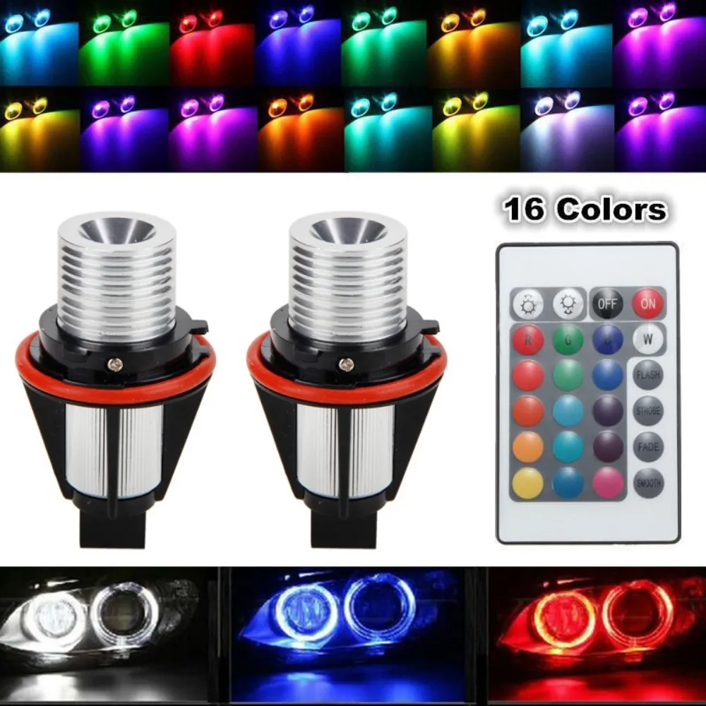 2Pcs-RGB-LED-Angel-Eyes-Headlamp-Halo-Ring-Marker-Side-Light-Error-Free ...