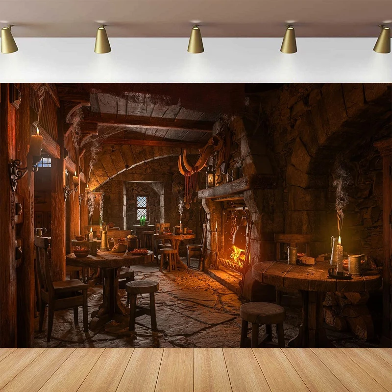 Medieval-Tavern-Photography-Backdrop-For-Wooden-Interior-Candle-Light ...