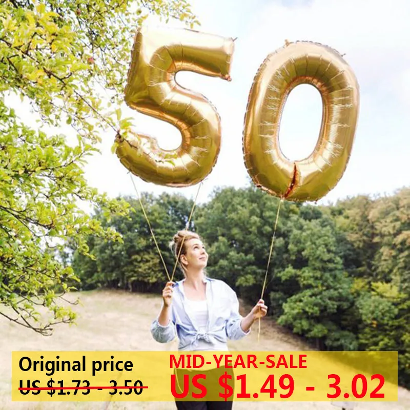 2pcs 32 Or 40 inch Happy 50 Birthday Foil Balloons pink blue gold ...
