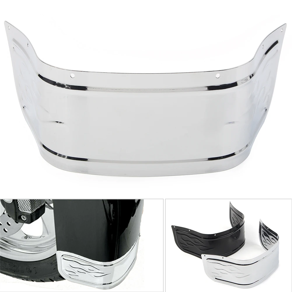Chrome/Black Motorbike Front Fender Trim Skirt Protection Guard For ...