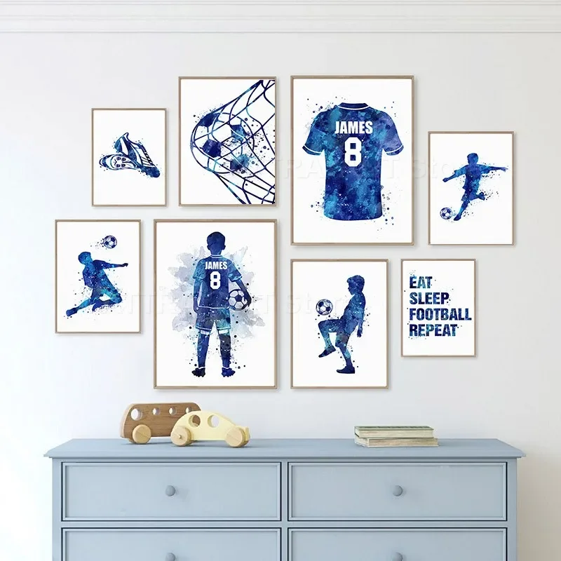 Soccer-Player-Watercolor-Art-Posters-And-Prints-Jersey-Custom-Name-Kids ...