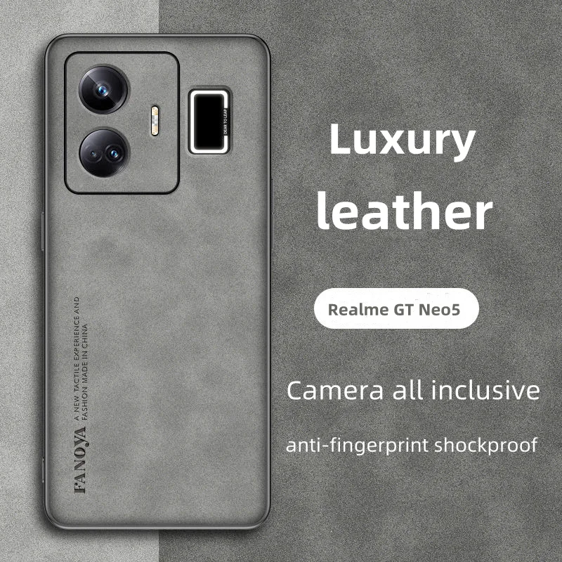 For Realme GT Neo 5 Case Luxury Leather Matte Hard Back Cover For ...
