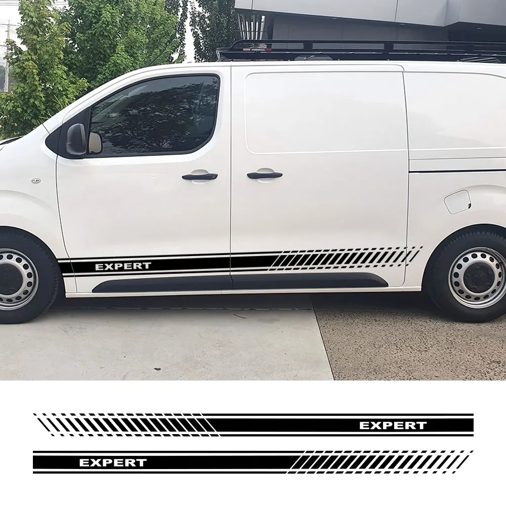 2PCS Car Door Side Stickers For Peugeot Expert Traveller Long Stripes ...