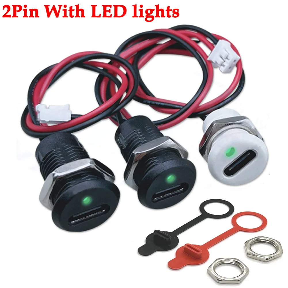 1PCS LED Lamp USB C high current charging socket with nut snap lock ...