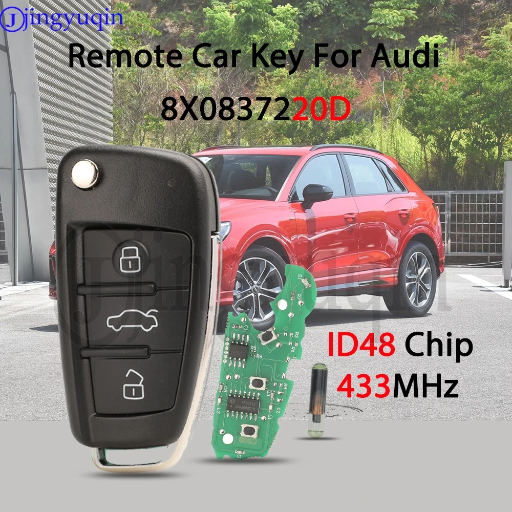 jingyuqin 433MHz ID48 Chip 8X0837220D Remote Car Key Fob For Audi Q3 Q7 ...