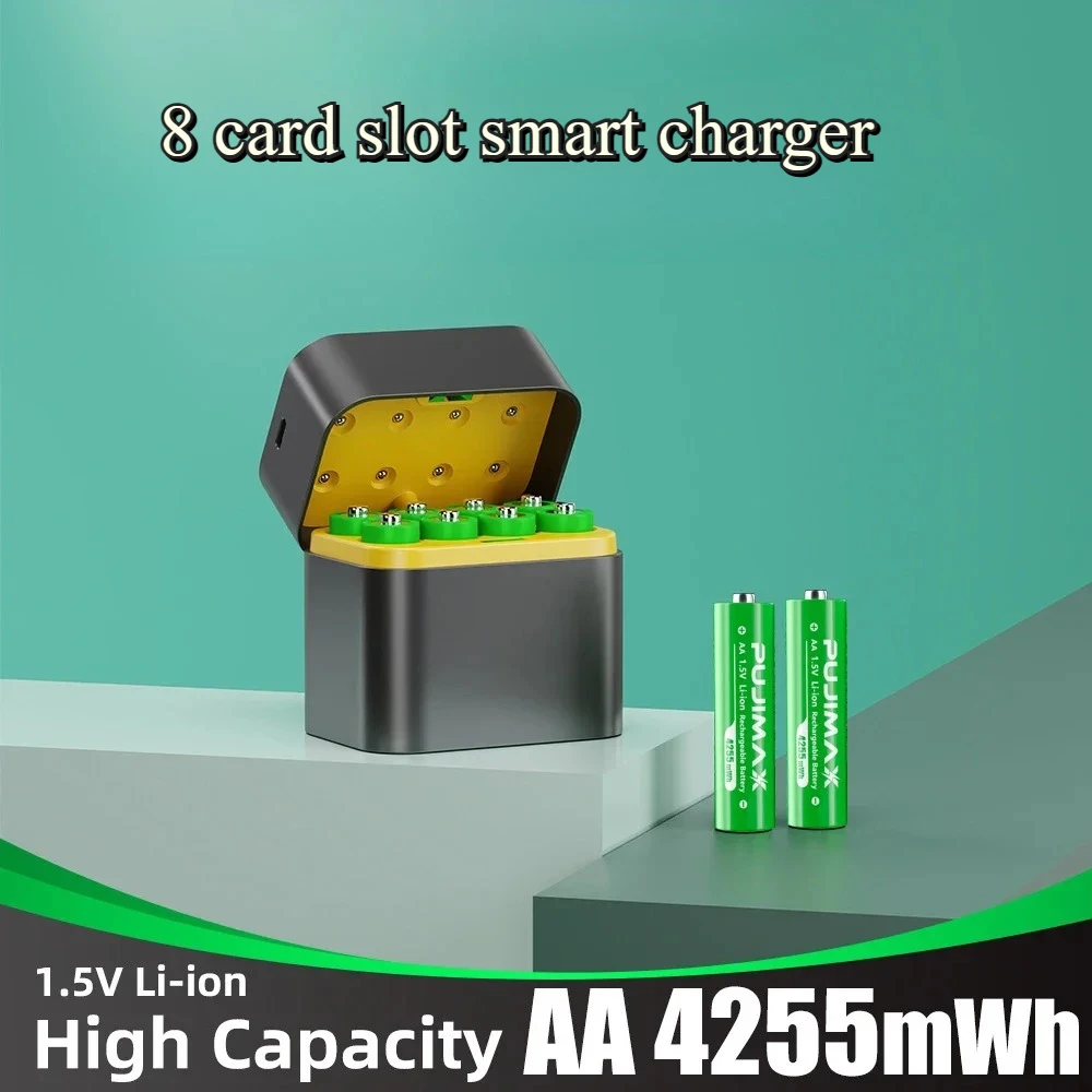 Smart Charger 4/8 Slots 2025 NEW AA with 1.5V 4255mWh Lithium Batteries ...