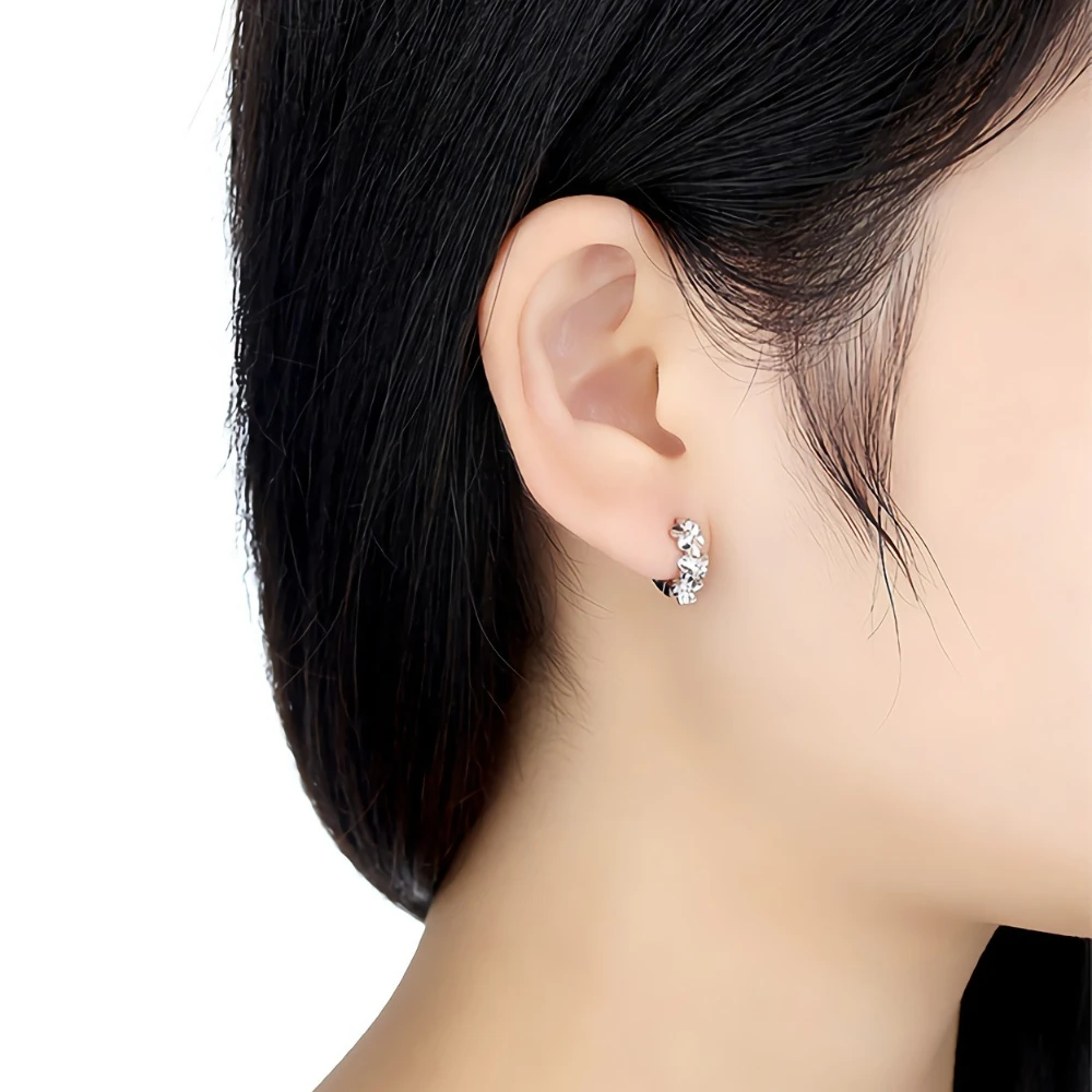 Luxury designer 925 Stamped silver Pretty plum bossom crystal earrings ...