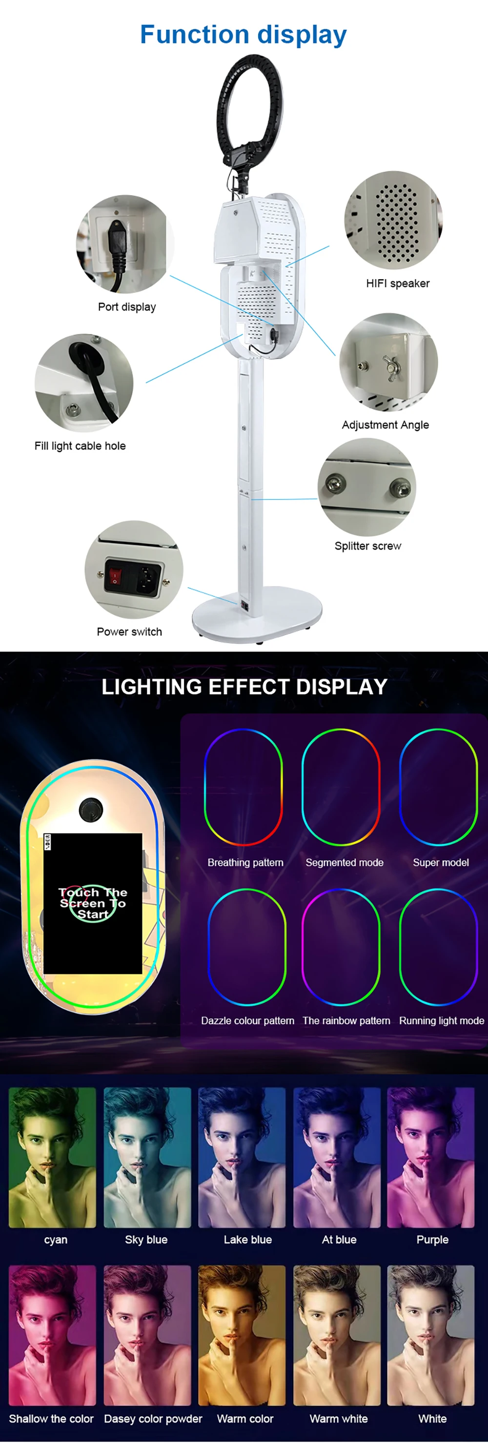 Portable Mirror Booth 15.6 Inch Touch Screen Kiosk Mirror Photo Booth ...