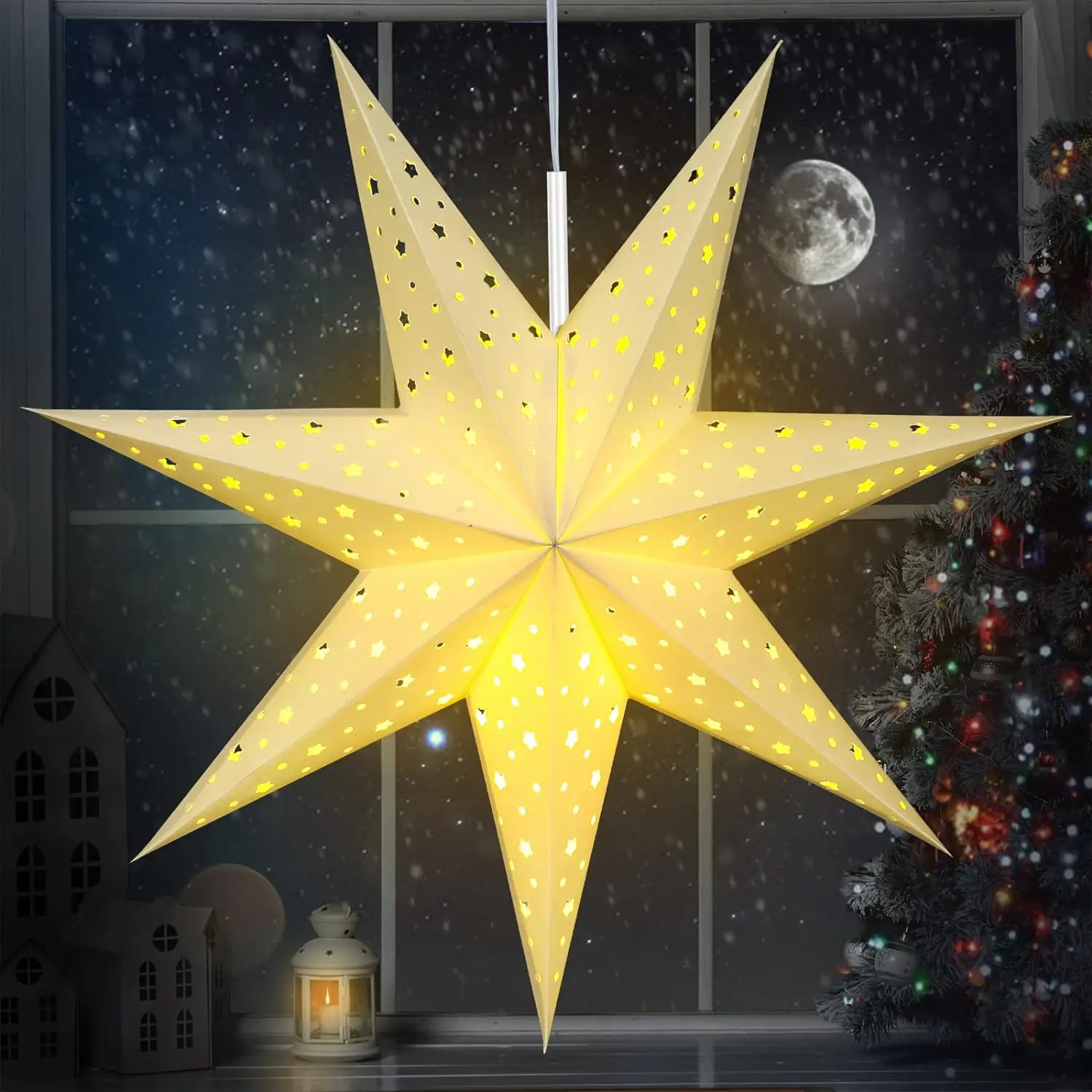 Star-Paper-Lantern-7-Pointed-Star-Paper-Lantern-with-10-LED-Light ...