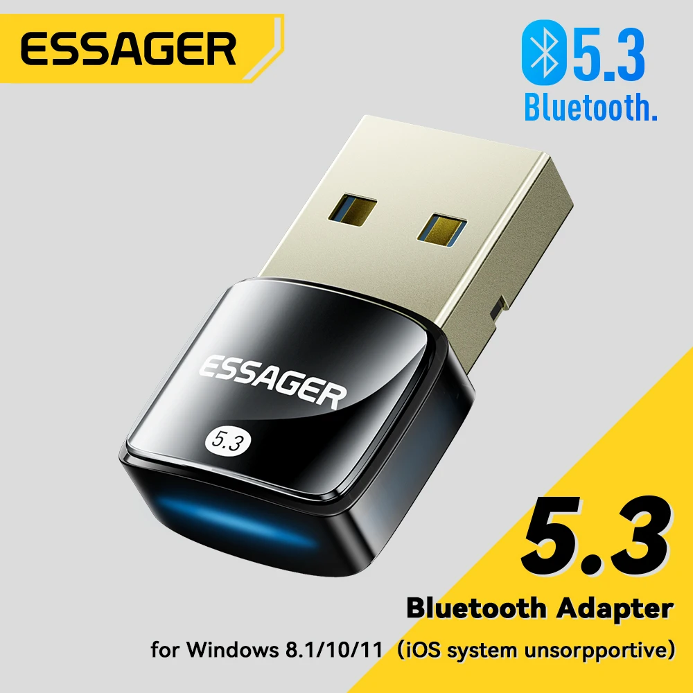 Essager-USB-Bluetooth-5-3-Dongle-Adaptador-para-PC-Laptop-Speaker-Mouse ...