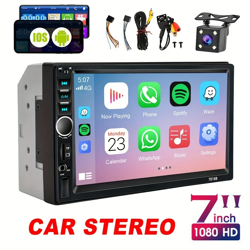 [Double 2 Din] 7" Car Stereo Head Unit - Android/IOS LCD Touch Screen ...
