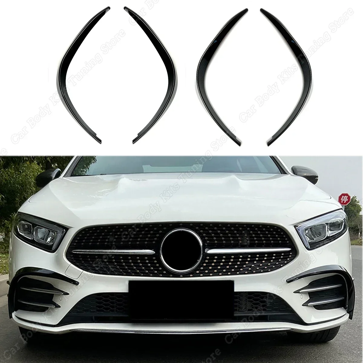 For Mercedes A Class W177 Front Bumper Spoiler Splitter Air Vent Fog ...
