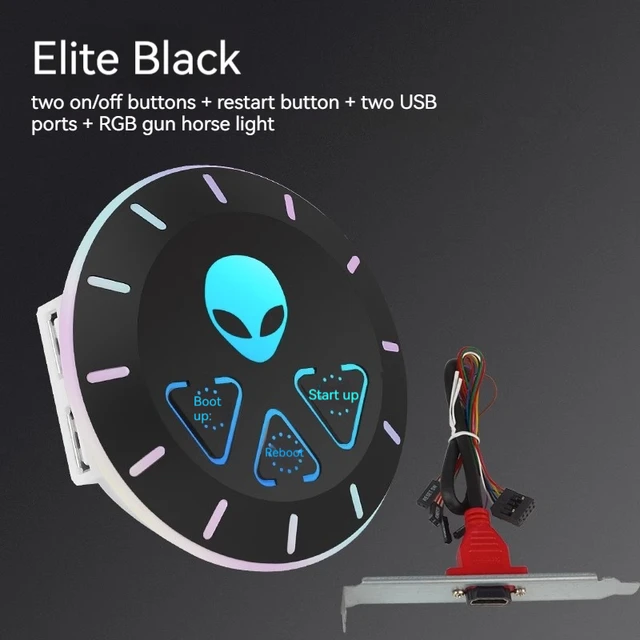 Computer Desktop Power Switch Button RGB Marquee Effect With Dual USB ...