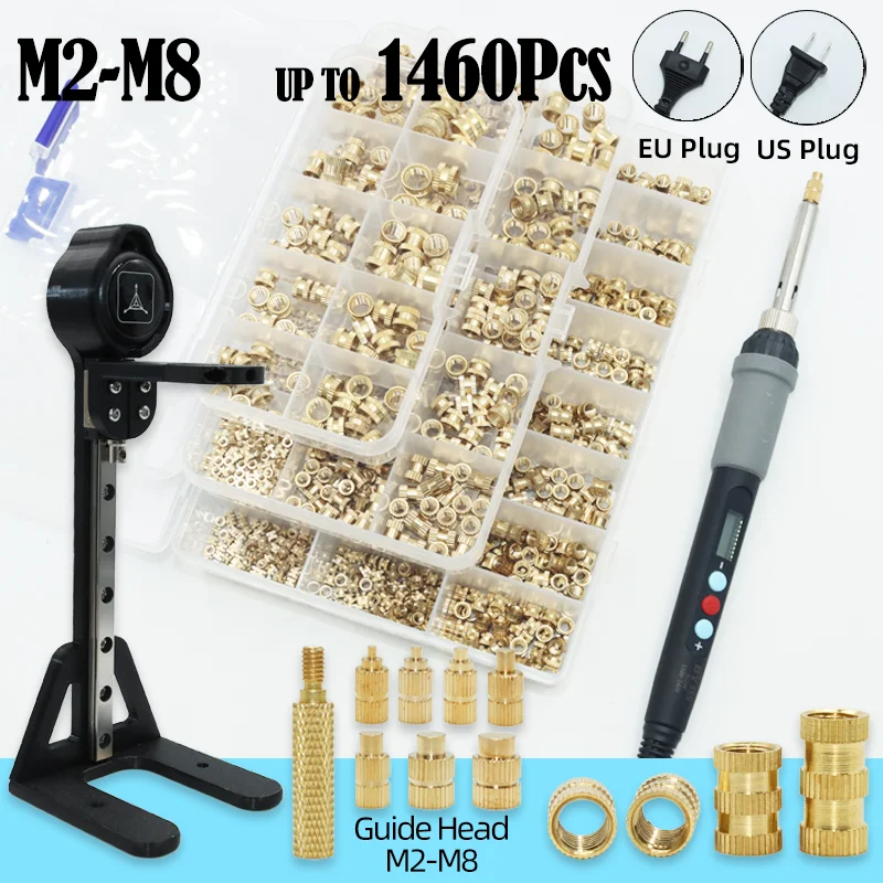 Thread-Knurled-Brass-Heat-Insert-Nut-Stealth-Press-Tool-Kit-M2-M3-M4-M5 ...