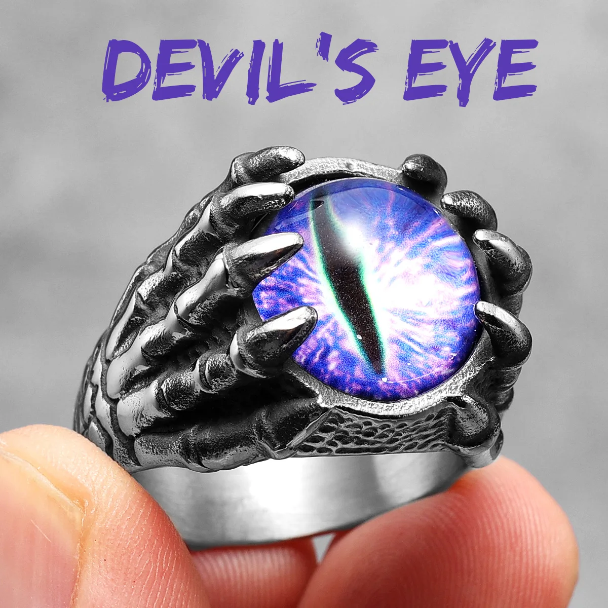 Devil Eye Men Ring 316L Stainless Steel Skull Rings Punk Rock Gothic D ...