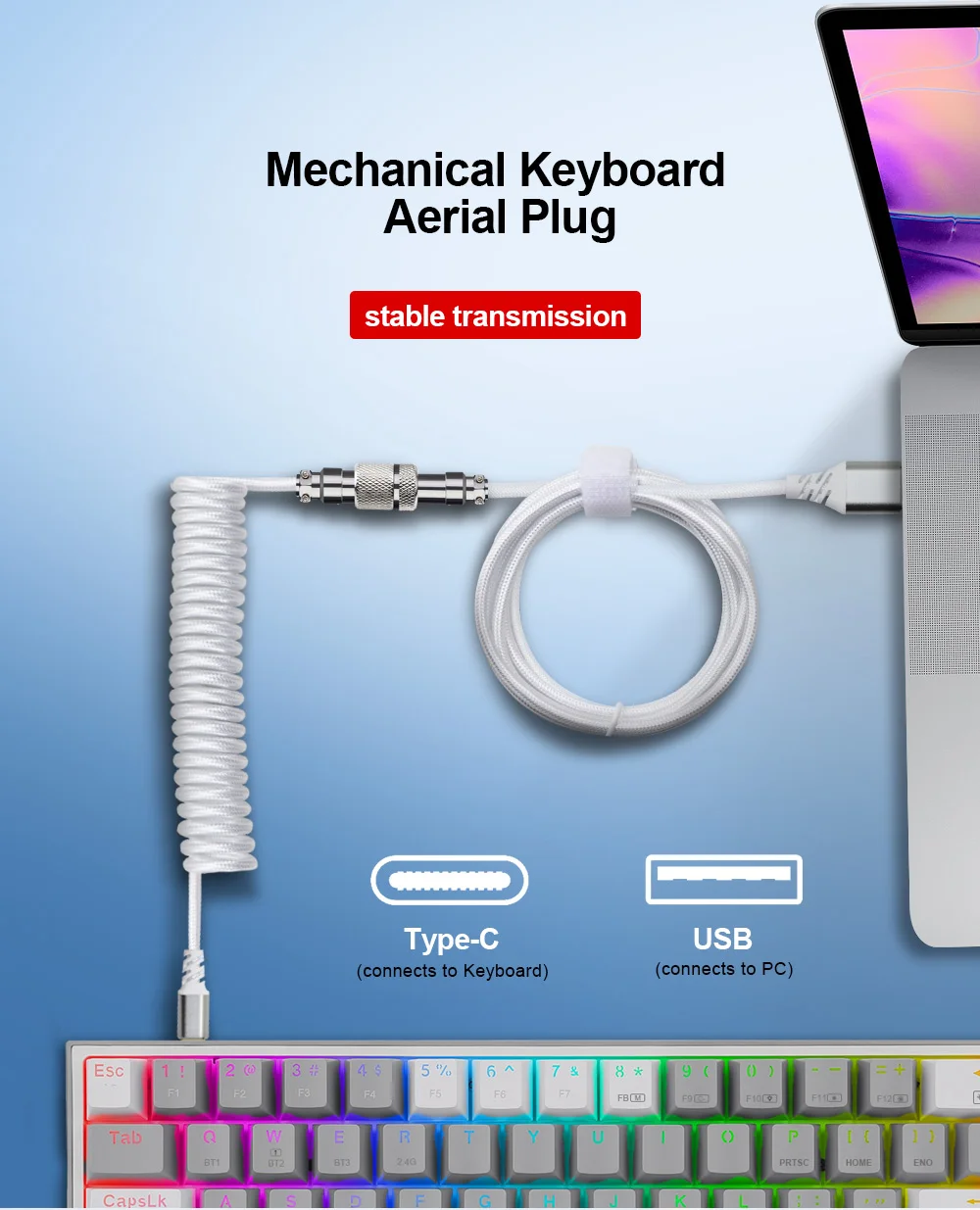 Redragon Keyboard Coiled Cable White - End of Life - Tech Guy SA