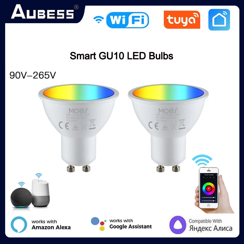 Tuya-WiFi-Smart-GU10-LED-Bulbs-RGB-Dimmable-Lamps-Timer-Control-Remote ...