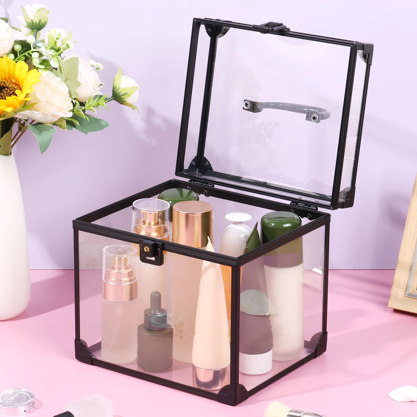 Clear-Organizer-Box-with-Lock-and-Key-Portable-Large-Capacity-Durable ...