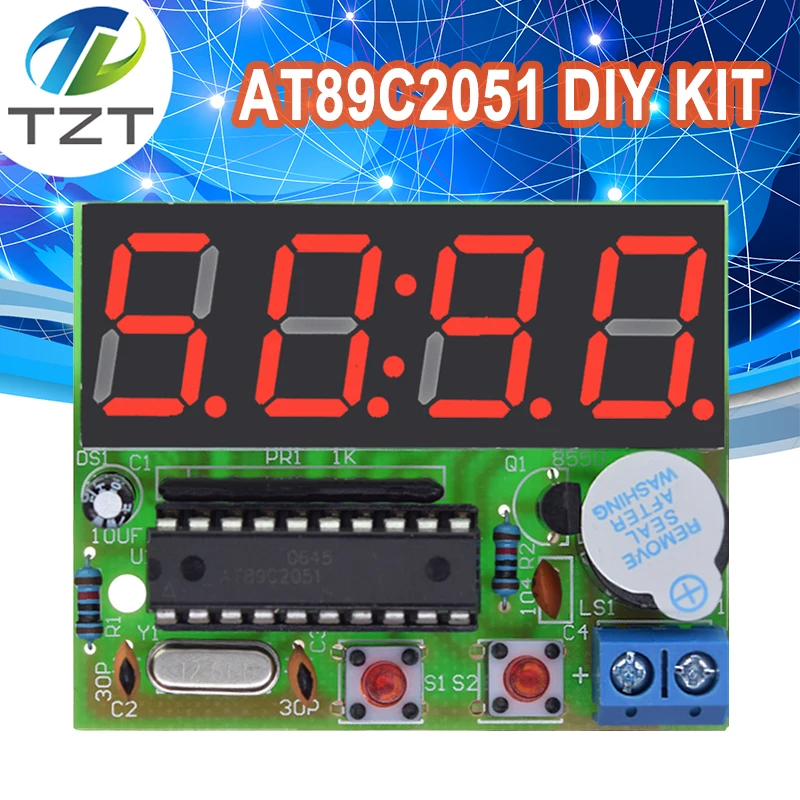 TZT-AT89C2051-Digital-LED-Display-4-Bits-Electronic-Clock-Electronic ...