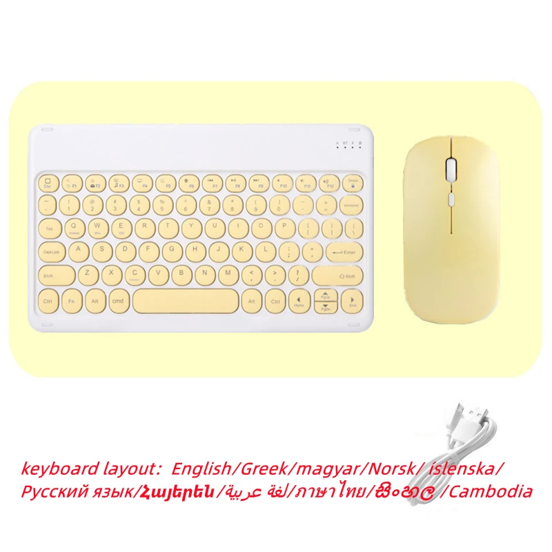 Wireless Keyboard And Mouse Combos Set Round Bluetooth Russian Arabic ...