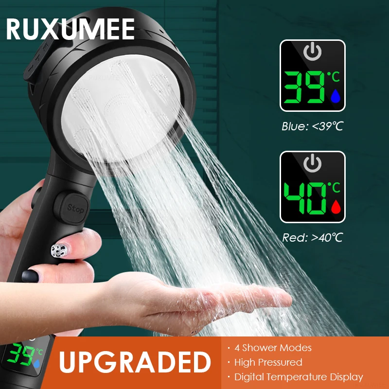 Intelligent-Temperature-Display-LED-Shower-Head-High-Pressure-4-Modes ...