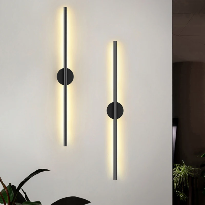 Led Long Wall Lamp Modern Black Wall Light For Home Bedroom Stairs ...