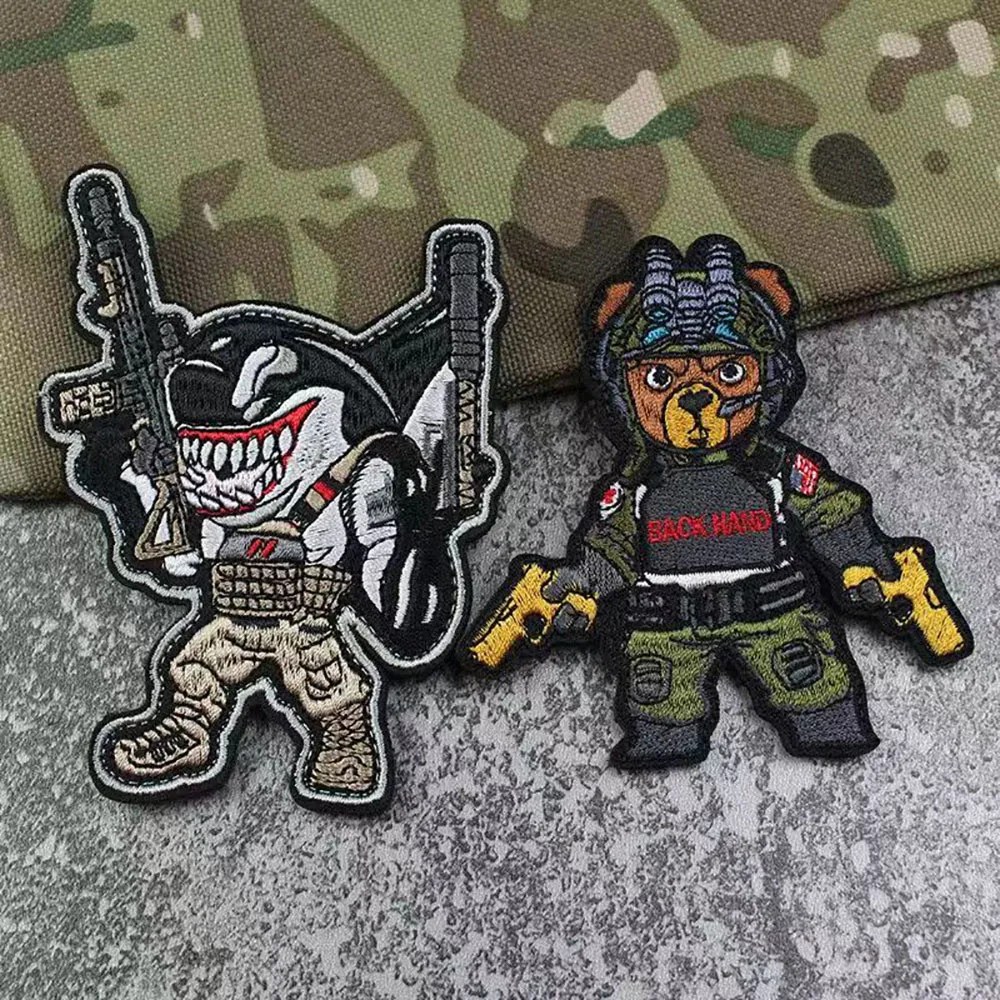 Tactical-Bear-Patch-Military-Morale-Shark-Warrior-Embroidered-Army ...