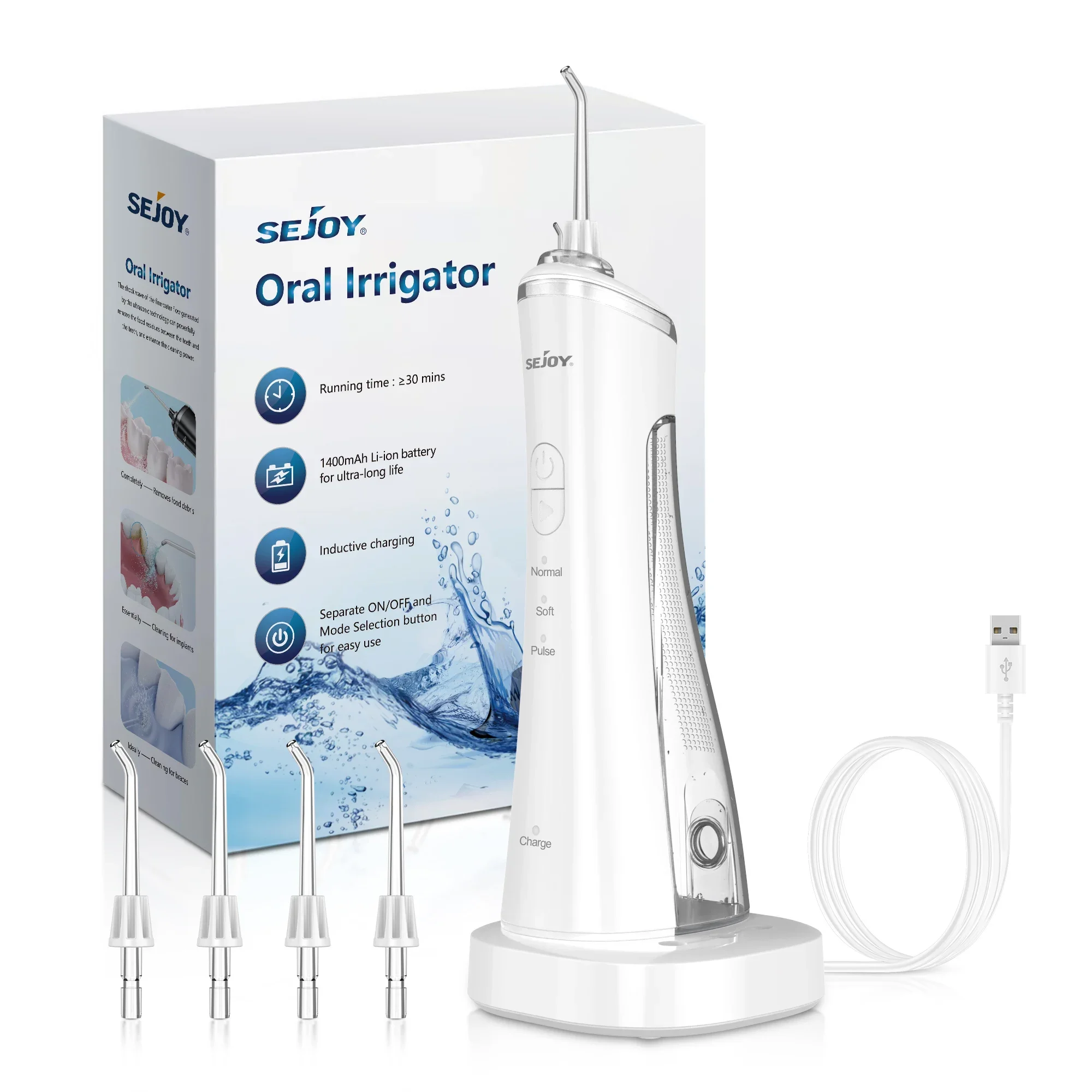 Sejoy-Oral-Irrigator-3-Modes-Portable-Dental-Water-Flosser-USB-Wireless ...