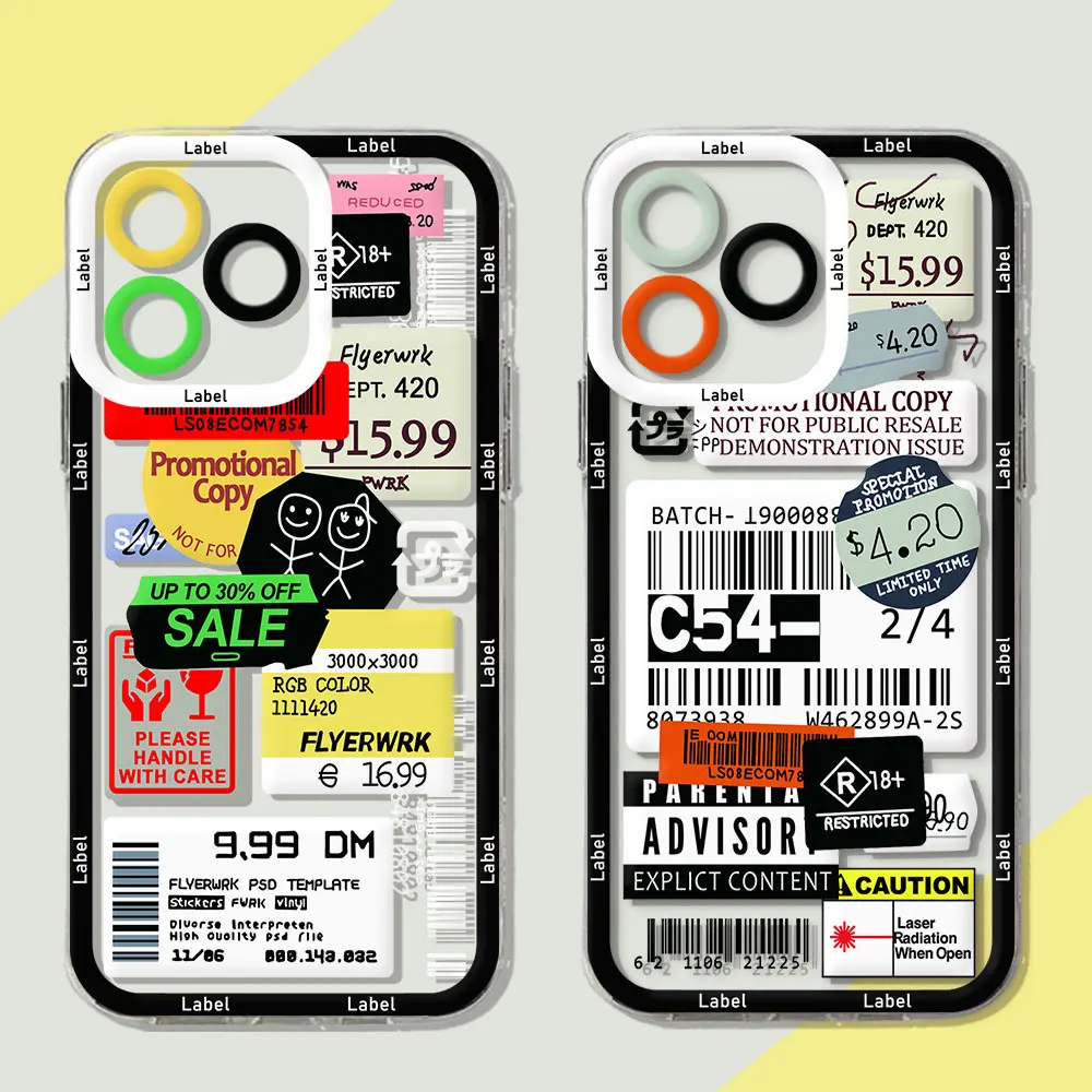 Fashion-Stamp-Label-Barcode-Phone-Case-For-Xiaomi-Redmi-Note-13-13C-12 ...