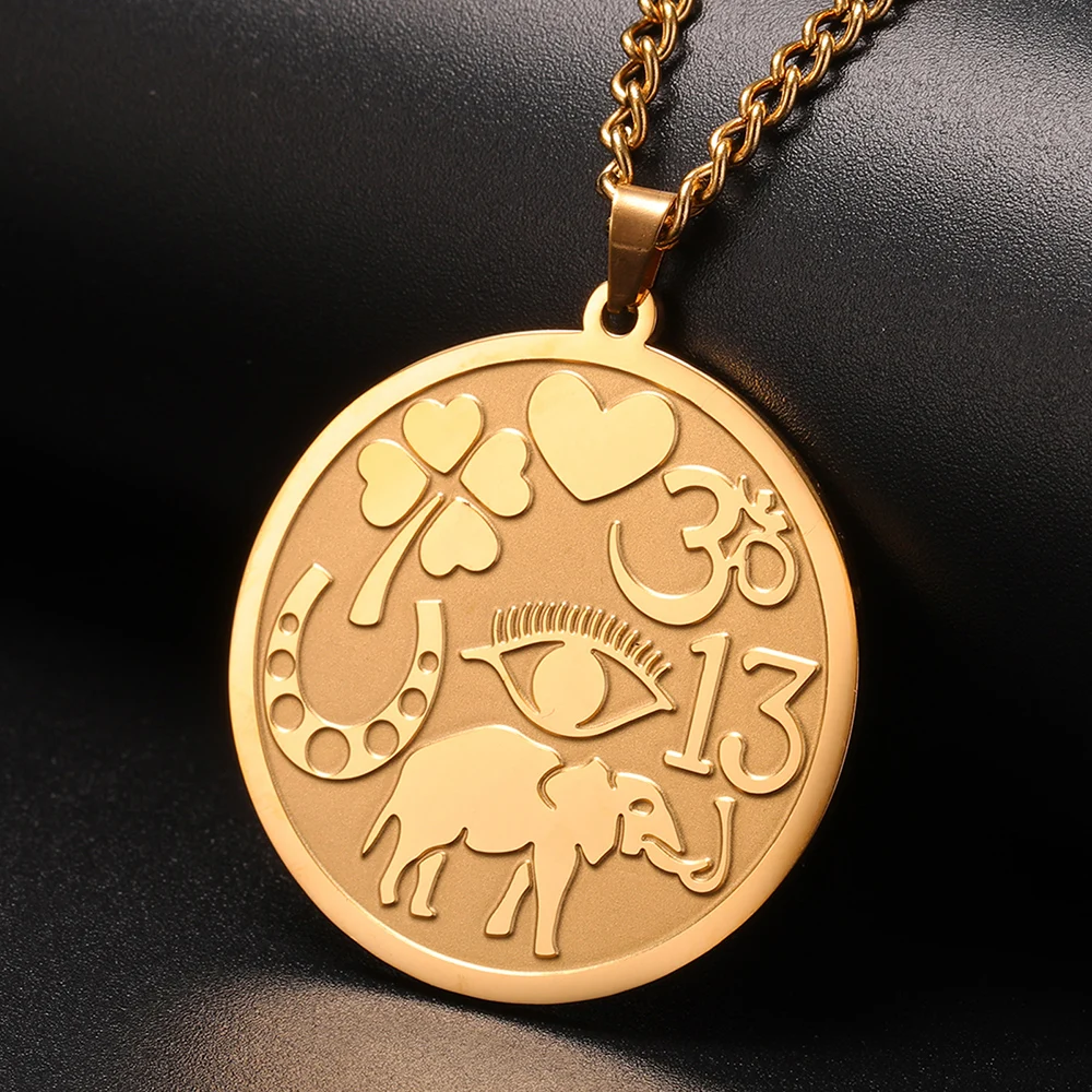 Sorte-Elephant-Medallion-colar-poderoso-amuletos-de-prote-o-Quatro ...