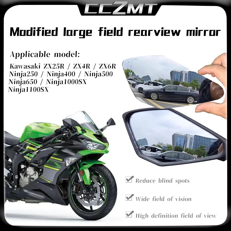 For Kawasaki ZX25R ZX4R ZX6R Convex Mirror Ninja400 250 Ninja500 600 ...