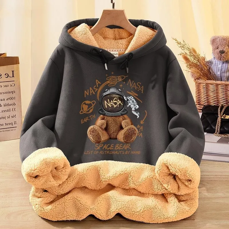 Lamb Fleece Plus Velvet Sweatshirts Men and Women Harajuku Oversized ...