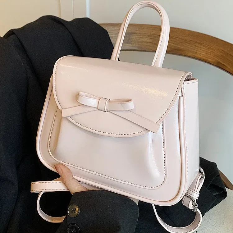 Fashion Pink Bow Women's Tote Backpacks Elegant Pu Leather Ladies ...