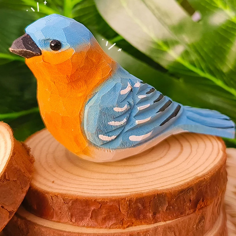 Desktop-Decoration-Hand-Carved-Painted-Bird-Wooden-Carving-Fat-Chirped ...