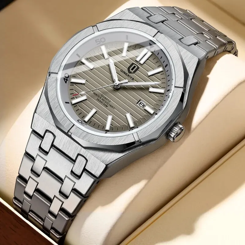 QINGXIYA-Brand-New-Fashion-Grey-Dial-Quartz-Watch-for-Men-Luxury ...