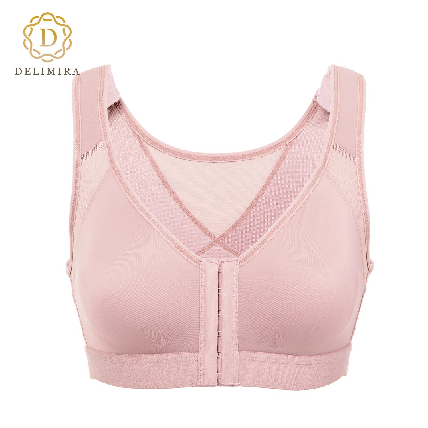 Delimira Women's Full Coverage Wire Free Back Support Posture Front ...