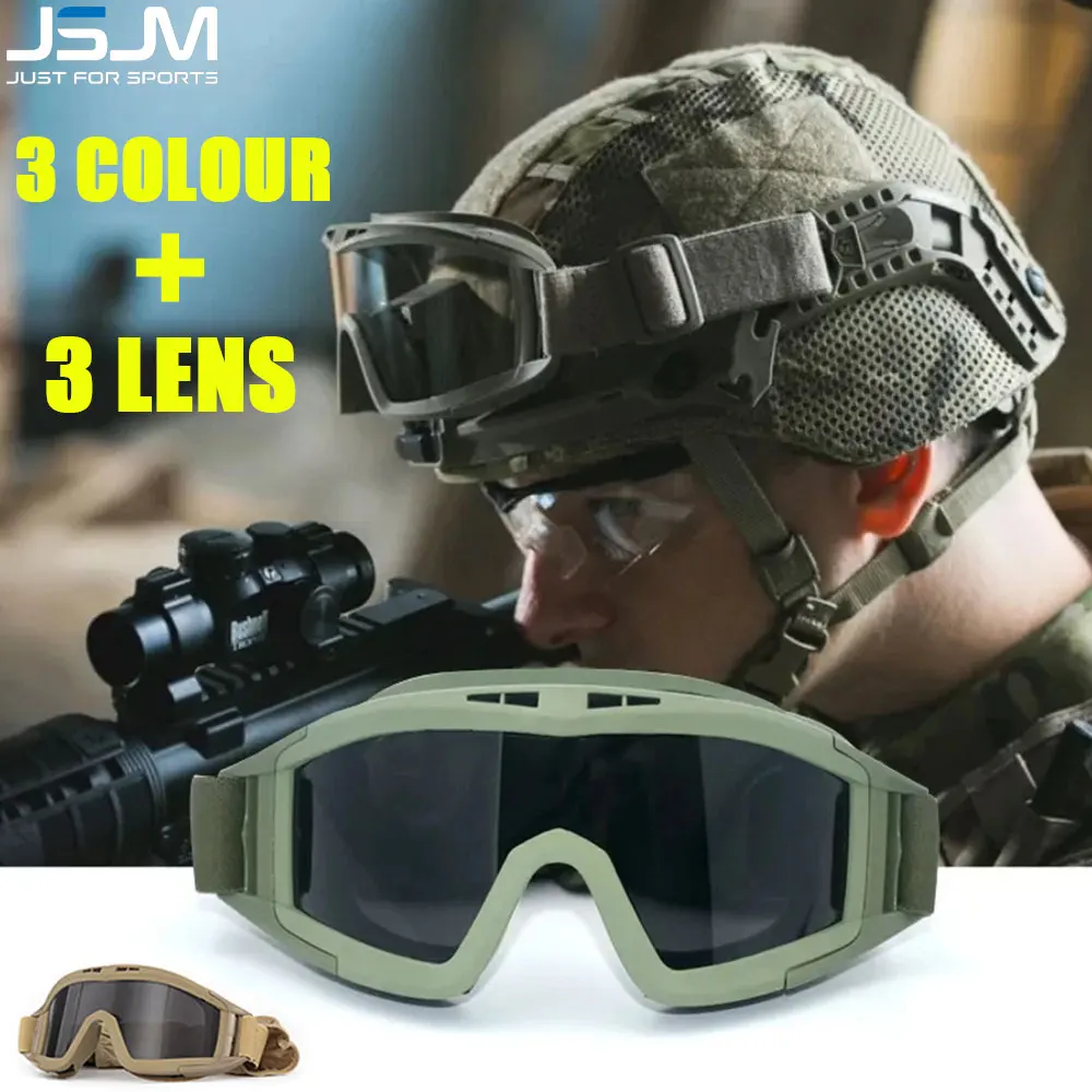 JSJM-New-Tactical-Goggles-3-Lens-Windproof-Dustproof-Safety-Protection ...
