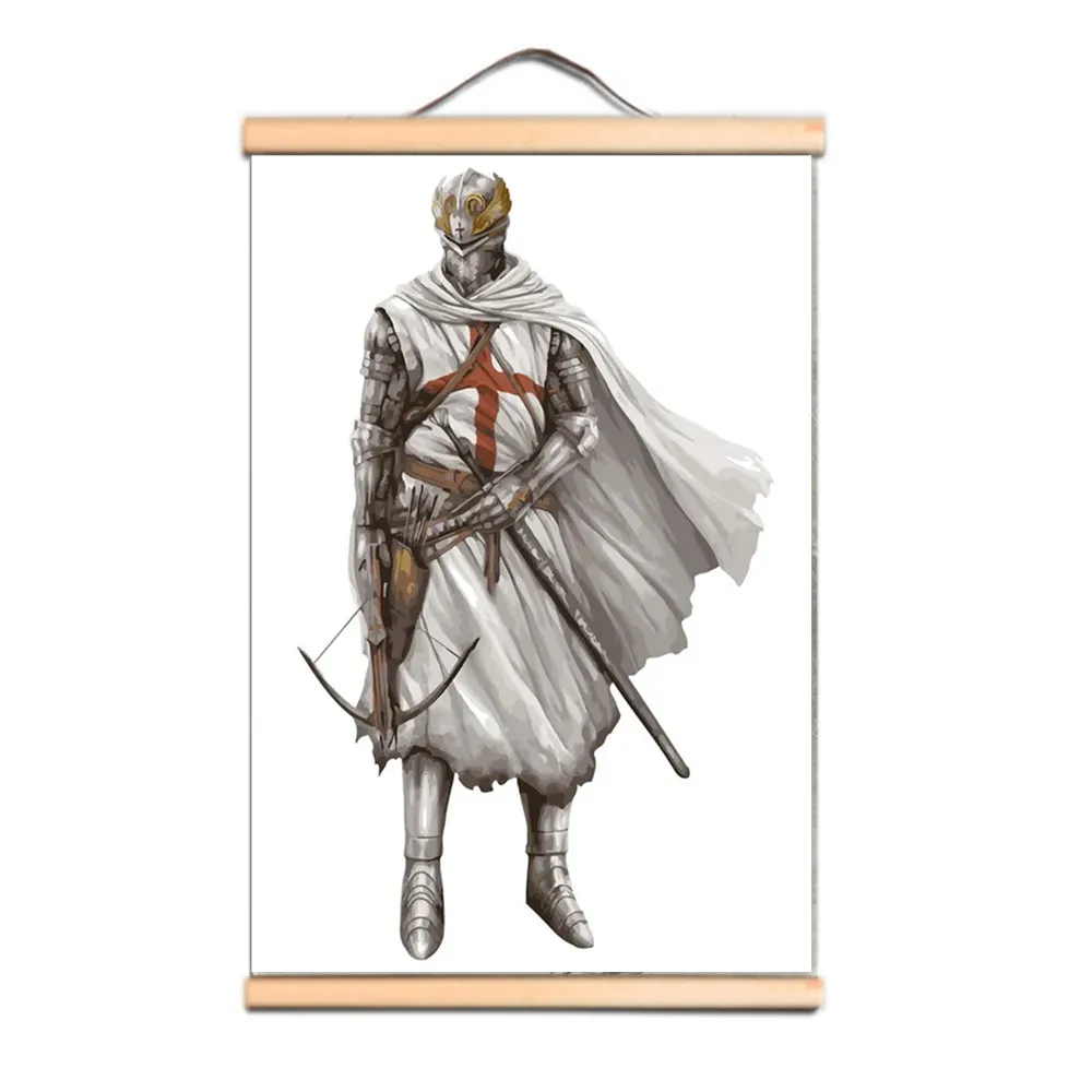 The Crusades Armor Warrior Wall Hanging Scroll Painting with Solid Wood ...