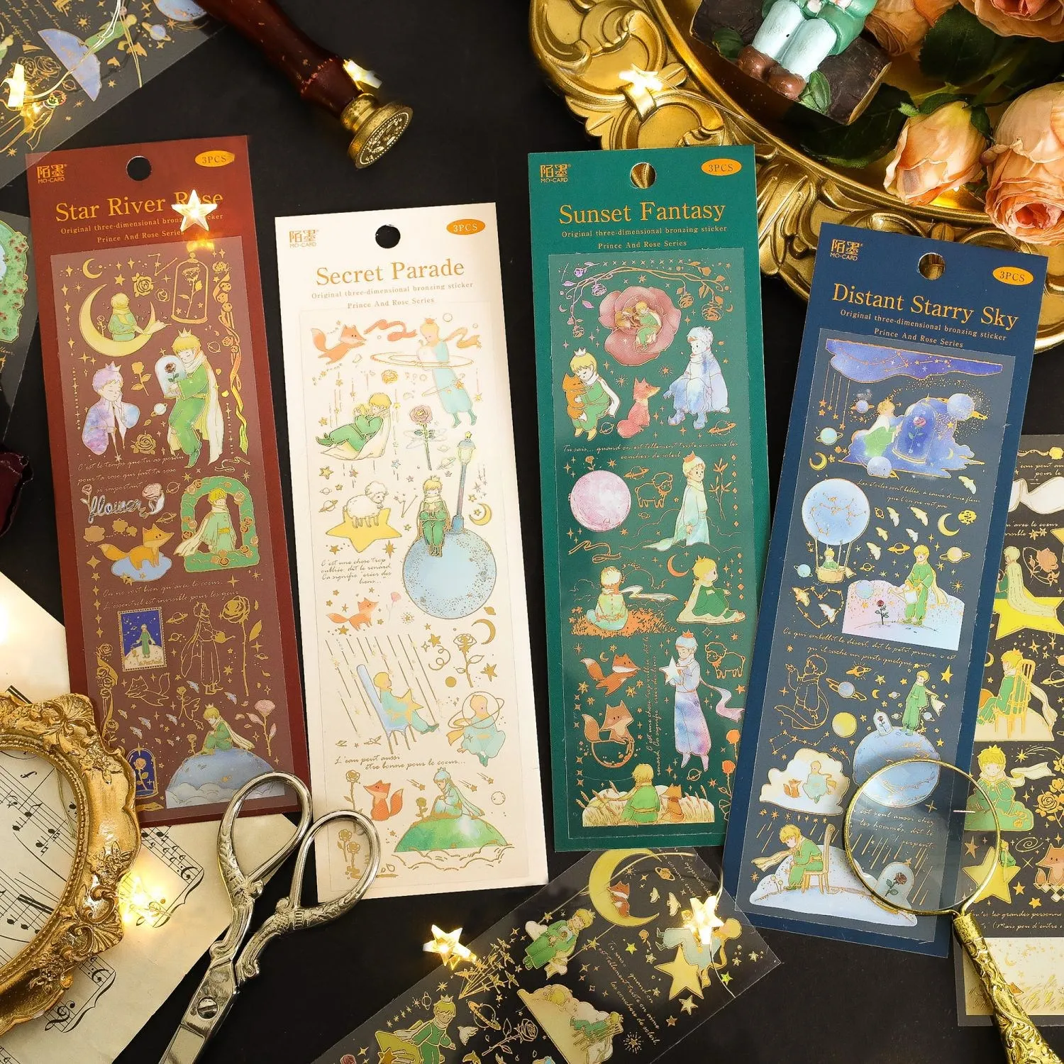 3 Sheets Gold Foil Holographic Stickers Set The Little Prince ...