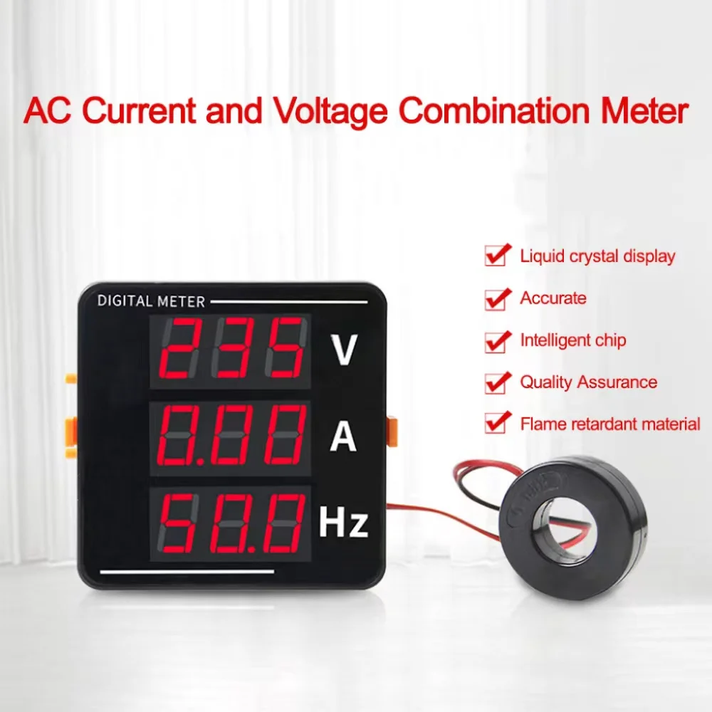 AC Current Voltage Frequency Led Triple Display Digital Meter Voltmeter ...