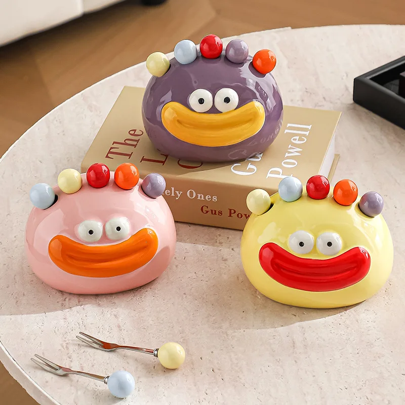 Sausage mouth ugly cute storage jar fruit fork stainless steel cute set ...