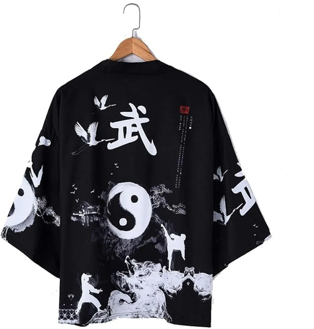 Traditional Print Beach Yukata Chinese Tai Chi Women Men Kimono ...