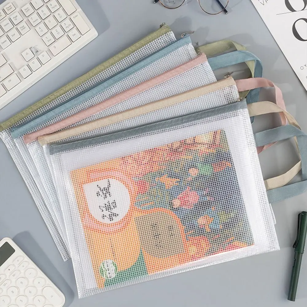 Double-layer-Mesh-Zipper-Storage-Bag-Waterproof-PVC-A4-File-Folder-Bag ...