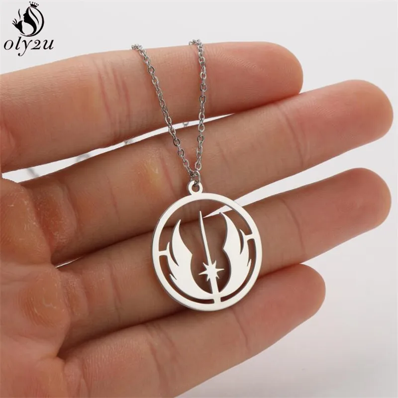 Stainless Steel Necklaces Jedi Order Symbol Logo Pendant Chain Star ...