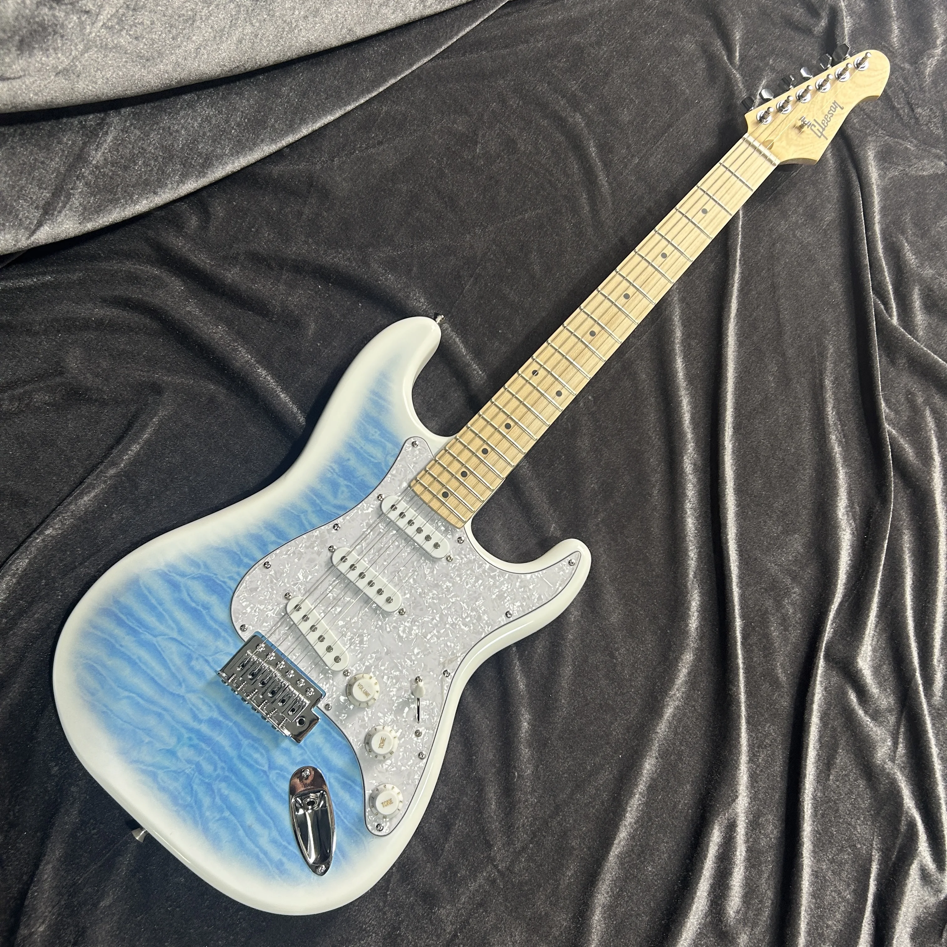 Gleeson-Electric-Guitar-Blue-Color-Mahogany-Body-Maple-Fretboard-Cloud ...