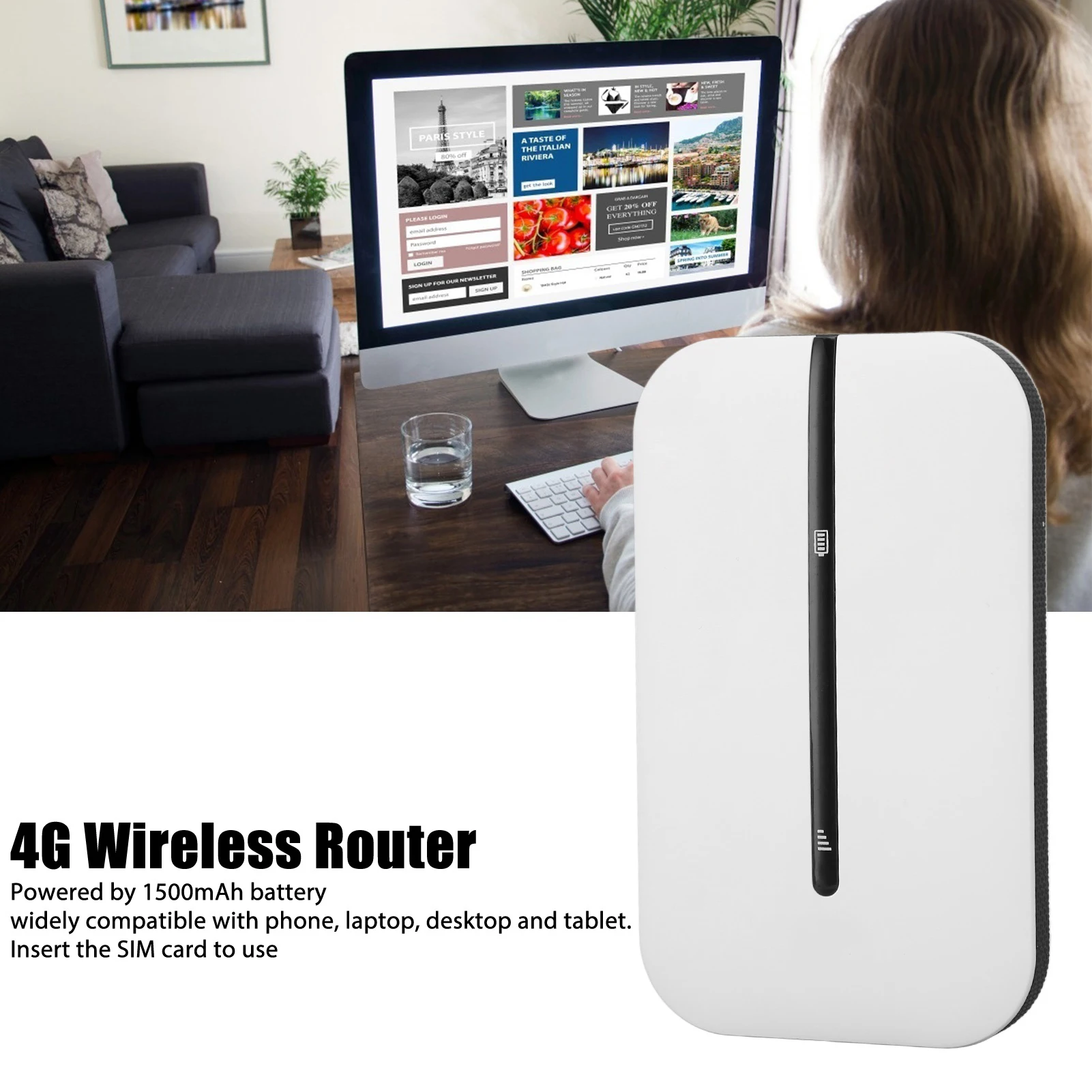 4G LTE WirelessDevice 4G WiFi Router White SIM Card Slot Up to 10 Users ...