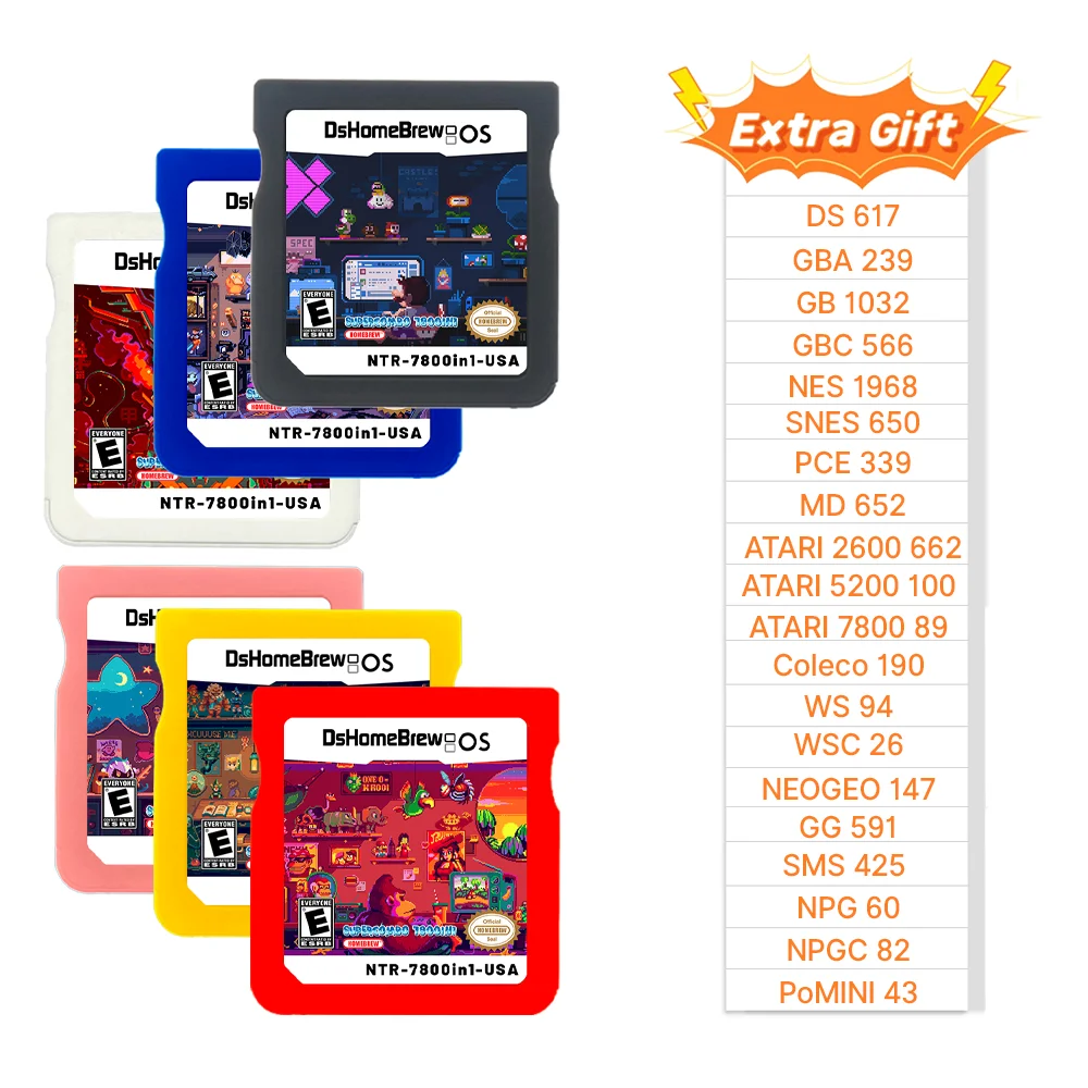 New DS Card 7800 In 1 Cartridge Game Collection R4 3DS Flash Card for ...